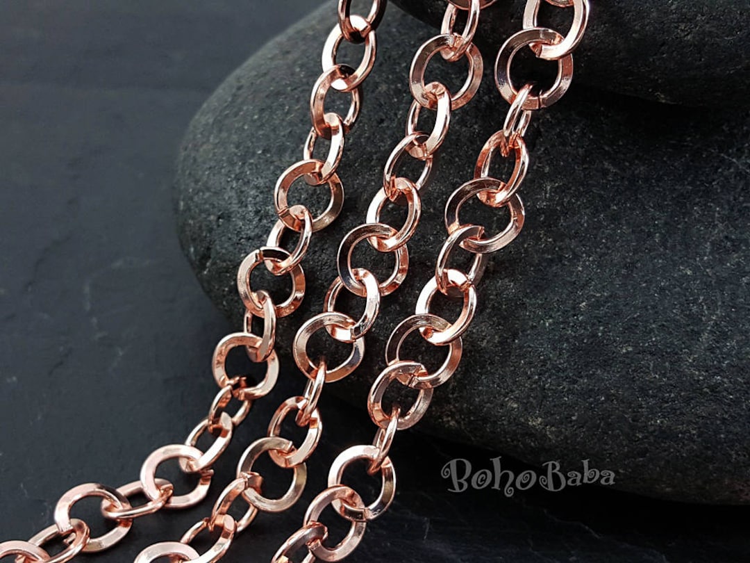Rose Gold Plated 8mm Round Link Chain, Large Gold Cable Chain ...