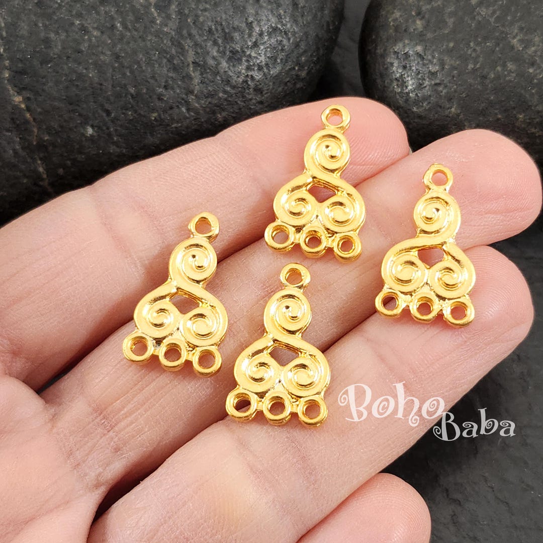 Matte Gold Plated Multi Loop Tribal Charms, Multi Strand Connectors ...
