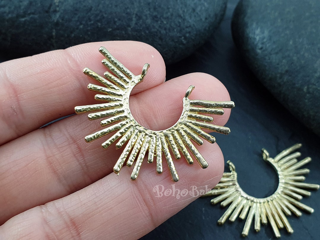 Raw Brass Sun Charm, Sun Ray Charm, Earring Charms, Raw Brass Jewelry ...
