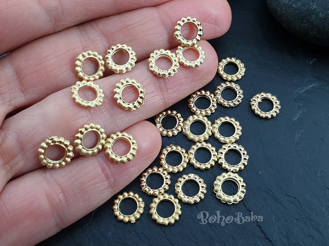 Matte Gold Plated Mini Round Hoop Charms, Hoop Spacer Beads, 25 Pc - Etsy
