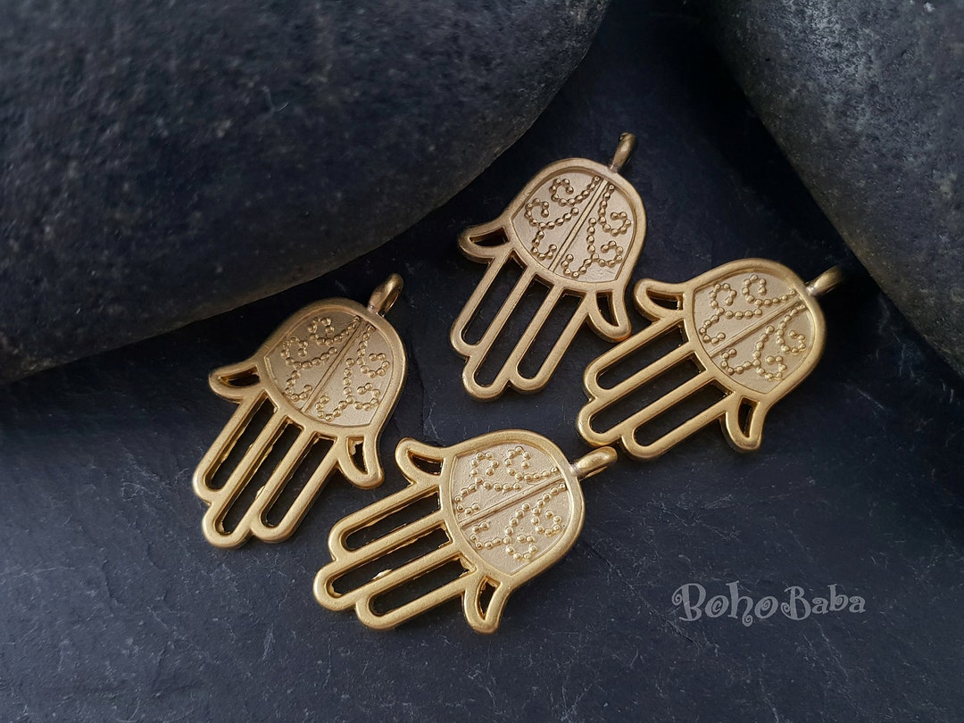 Gold Hamsa Charms, Gold Hamsa Hand Pendant, Mini Hamsa Charms, Hamsa ...