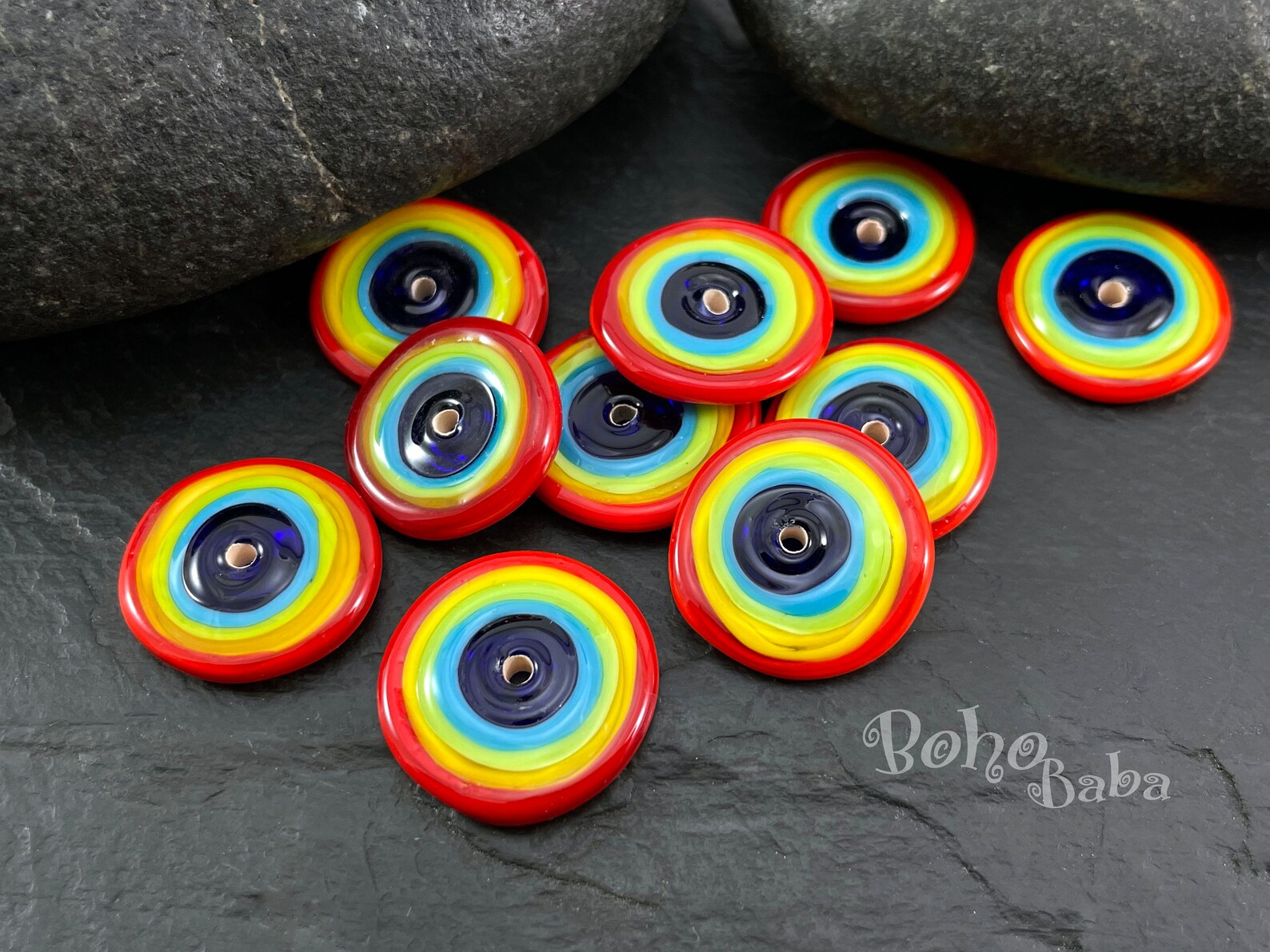 Handmade Murano Glass Rainbow Disc Charm, Glass Rainbow Beads, 1pc - Etsy