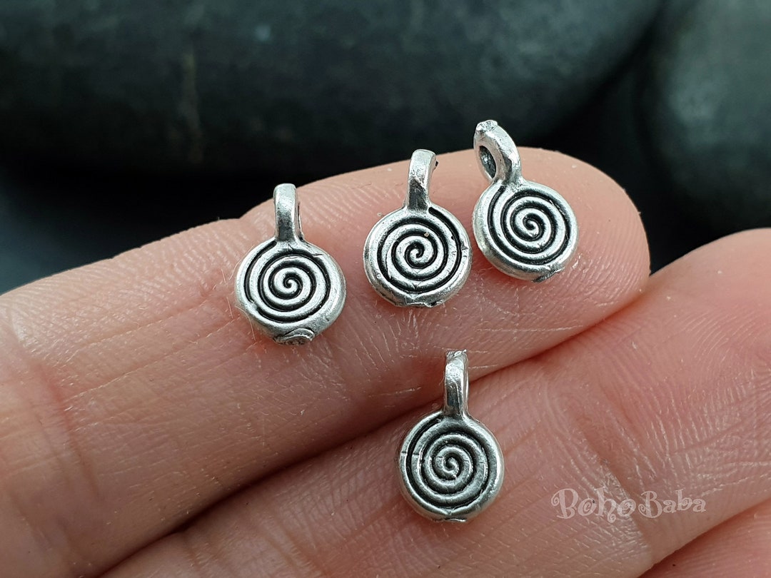 Silver Swirl Beading Charms Mini Swirl Charms Mini Round - Etsy