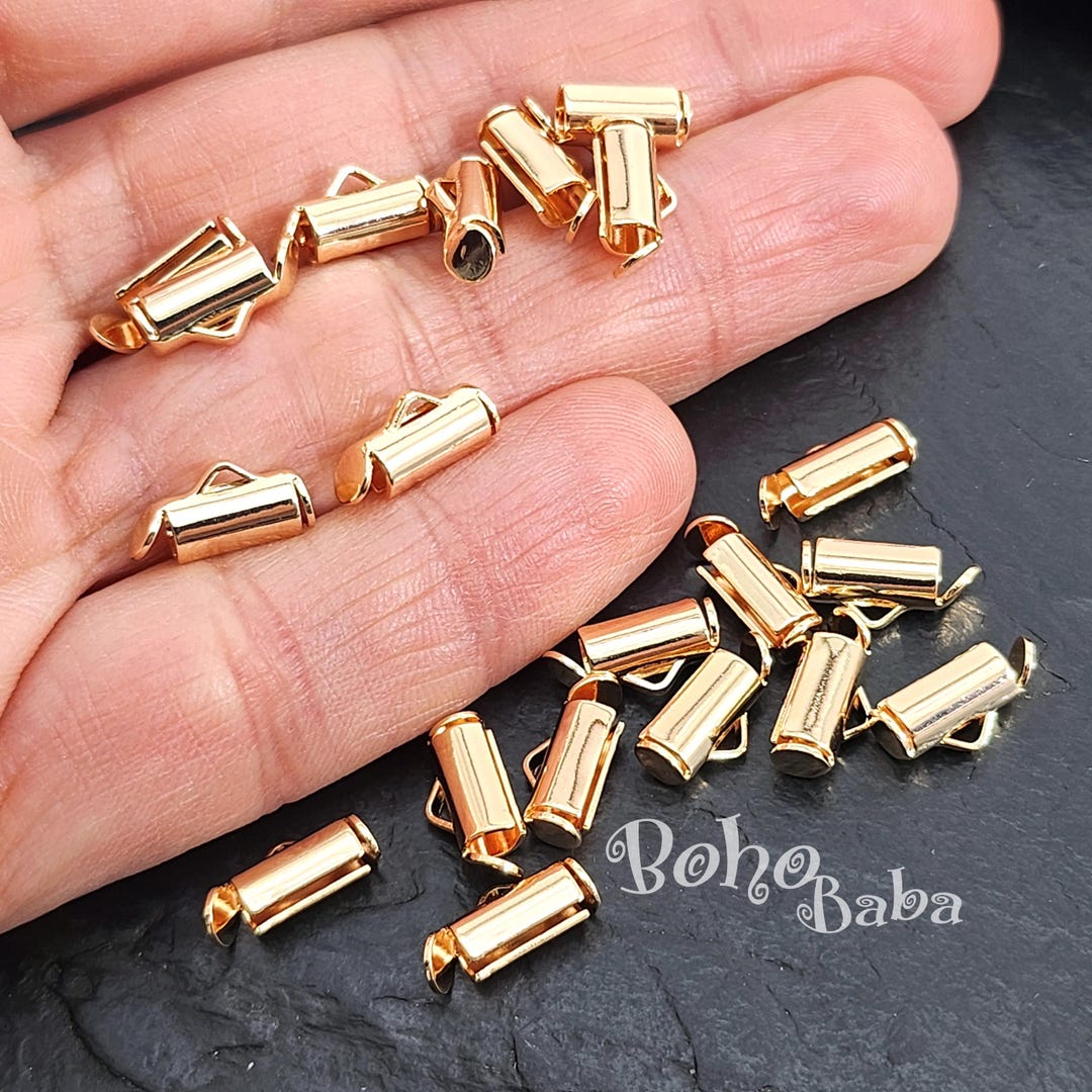 Gold Plated Miyuki Slide End Tubes, 9mm Miyuki Slide on Tube Clips ...