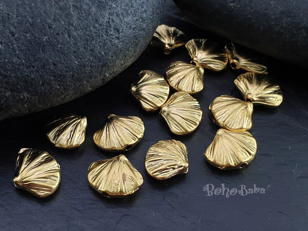Gold Seashell Beads, Mini Shell Beads, Seashell Spacers, Gold Shell ...