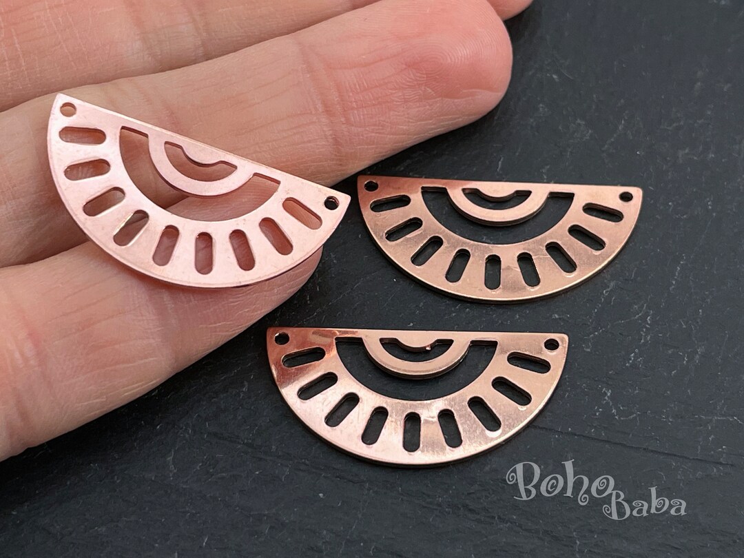 Copper Half Moon Charm, Copper Connector Charms, Copper Sun Charms, Raw ...