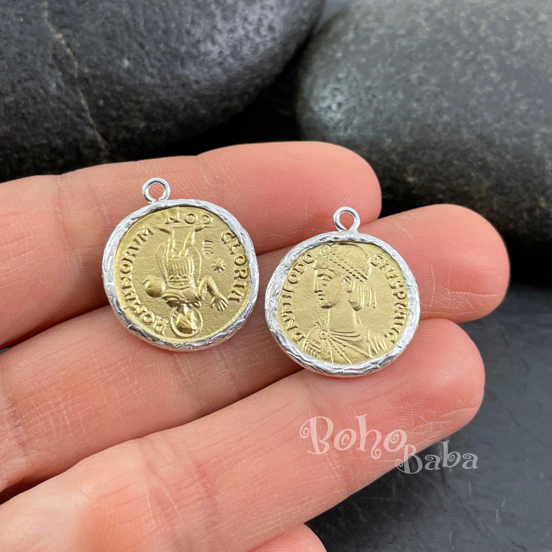 Gold Greek Coin Charm, Goddess Artemis Coin Pendant, Ancient Greek ...
