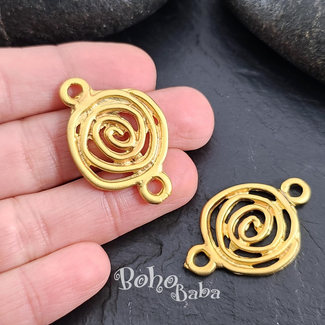 Matte Gold Plated Swirl Charms, Gold Swirl Connectors, Gold Spiral ...