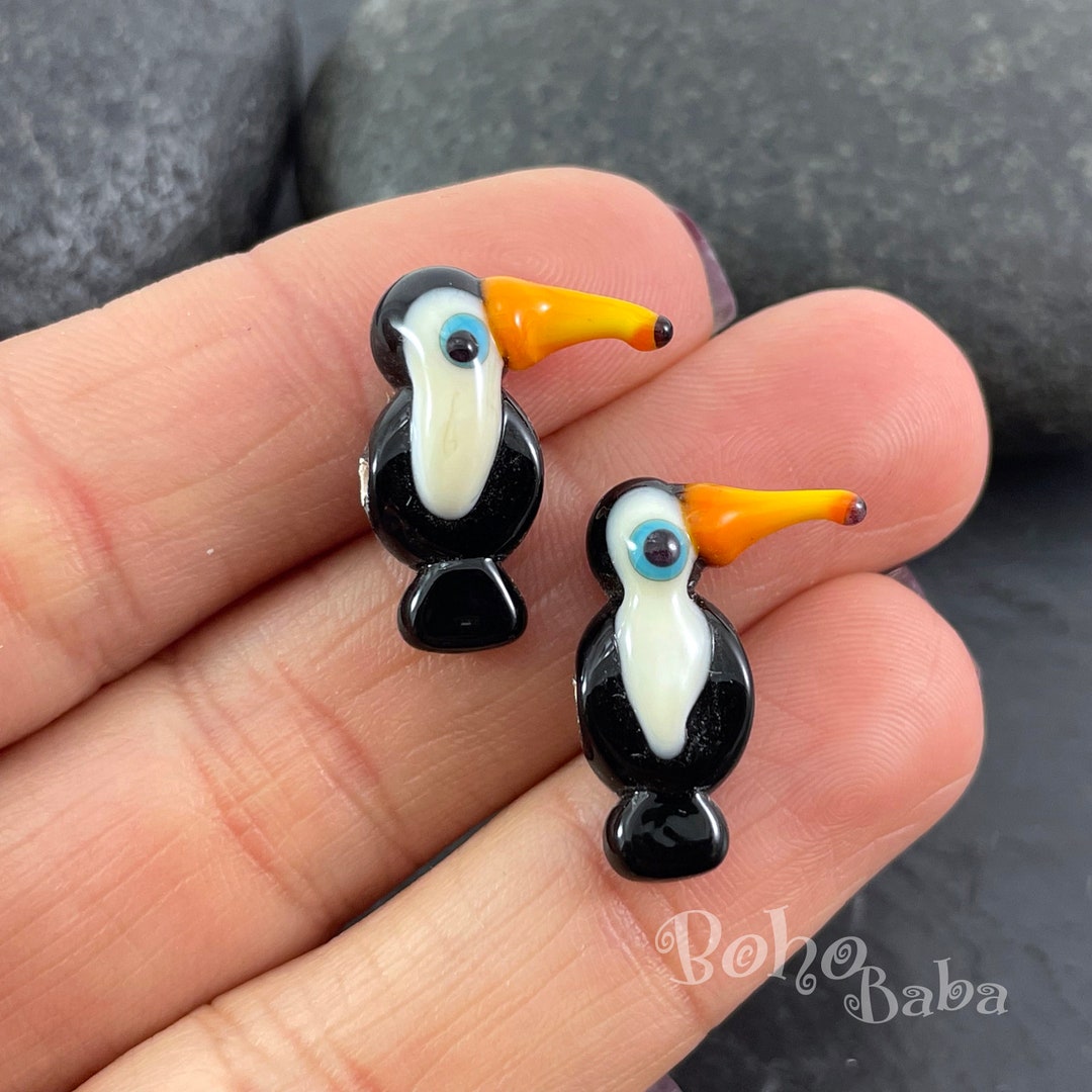 Lampworked Toucan Bead, Handmade Murano Glass Toucan Charm, 1pc - Etsy