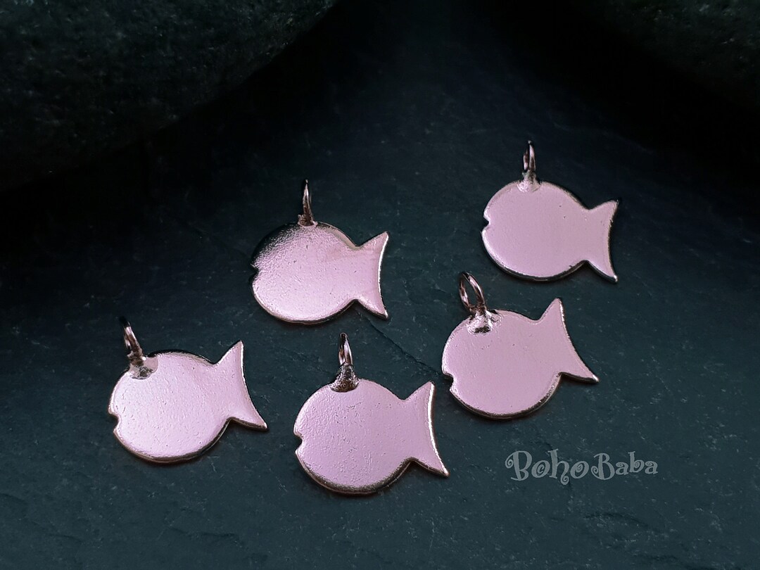 Rose Gold Fish Charms, Mini Fish Charms, Mini Fish Pendant, Dainty ...