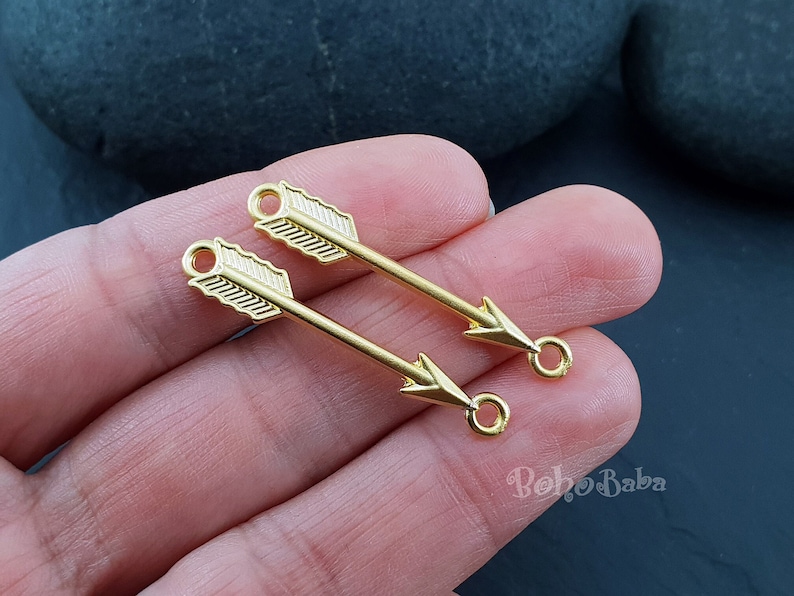 Gold Arrow Charms, Gold Arrow Connectors, Gold Arrow Bracelet Findings ...
