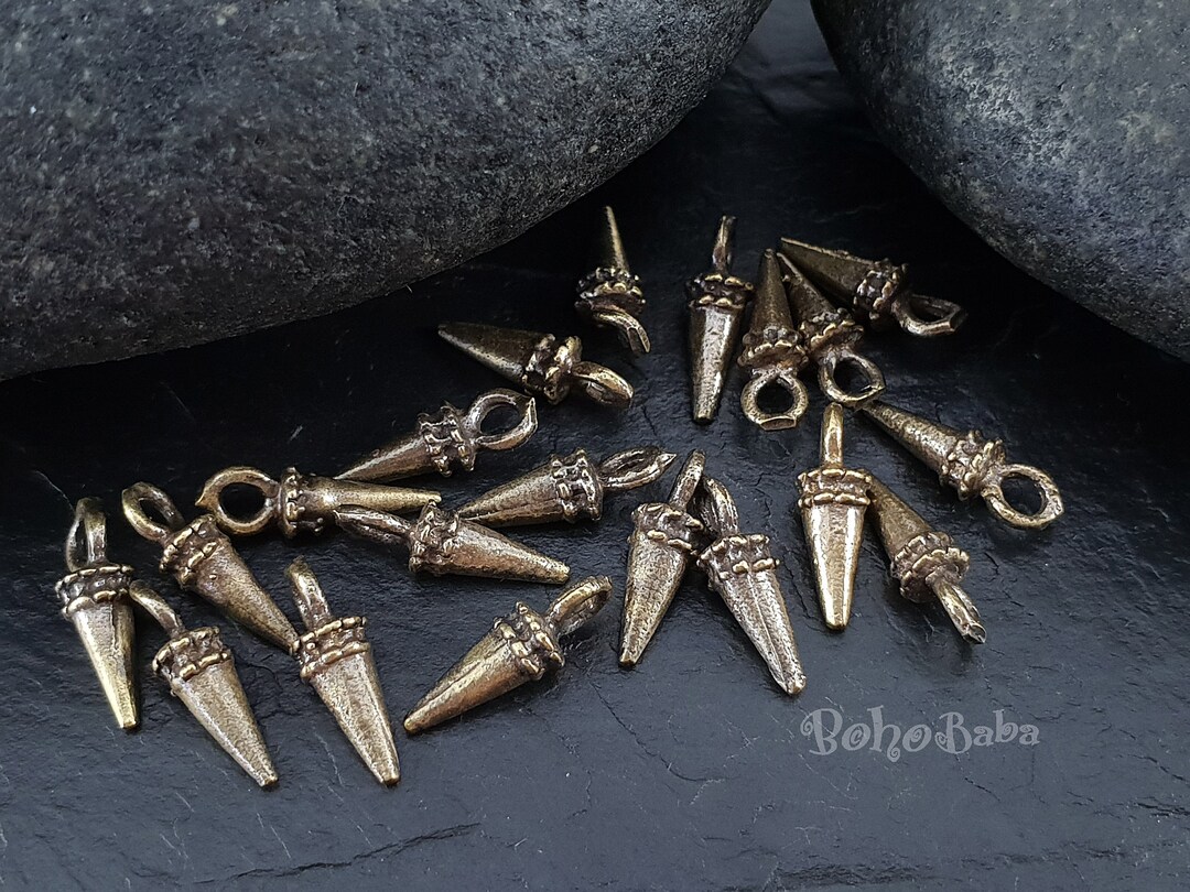 Bronze Spike Charms, Drop Charms, Spike Drop Charms, Bronze Spike ...