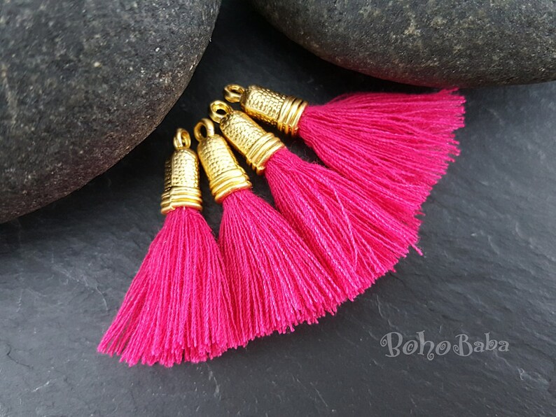 Hot Pink Mini Cotton Tassels Tassel Jewelry Mini Boho - Etsy Canada