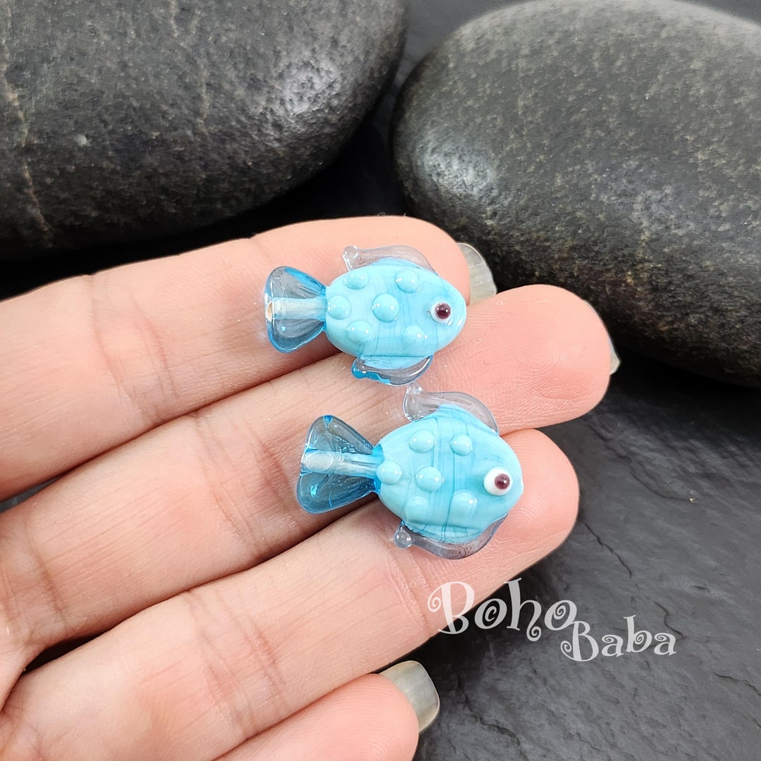Handmade Murano Glass Blue Fish Charm, Glass Blue Fish Beads, 1pc - Etsy