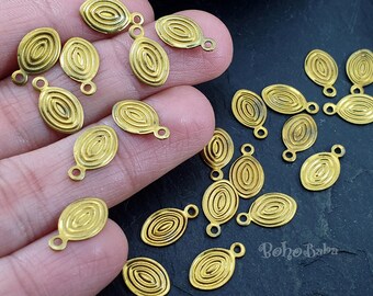 Brass Oval Charms Oval Shaped Raw Brass Charms Geometric - Etsy