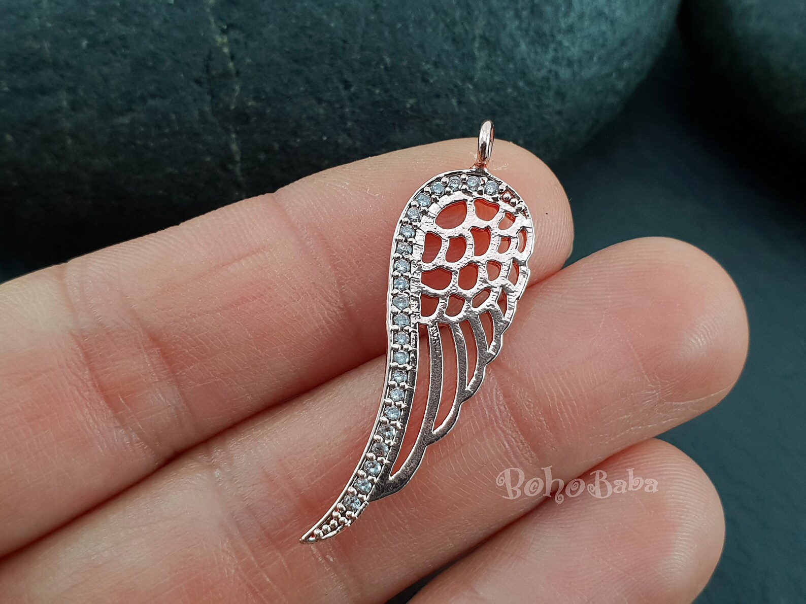 Rose Gold Angel Wing Angel Wing Pendant Pave Wing Rose Gold - Etsy UK