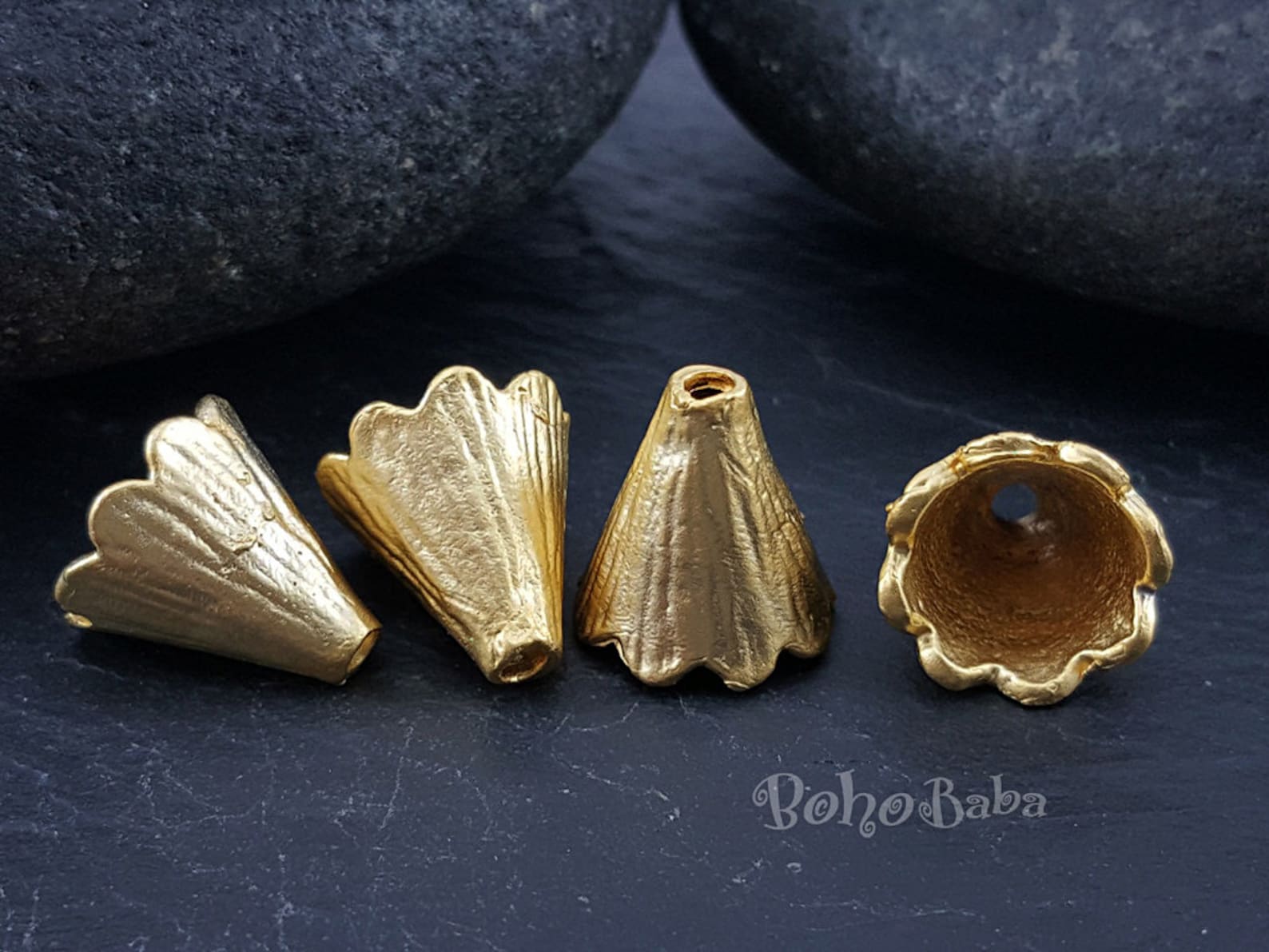 Gold Bead Cones, Gold Tassel Cap, Cone Cap, Oriental Tassel Cap, Metal ...