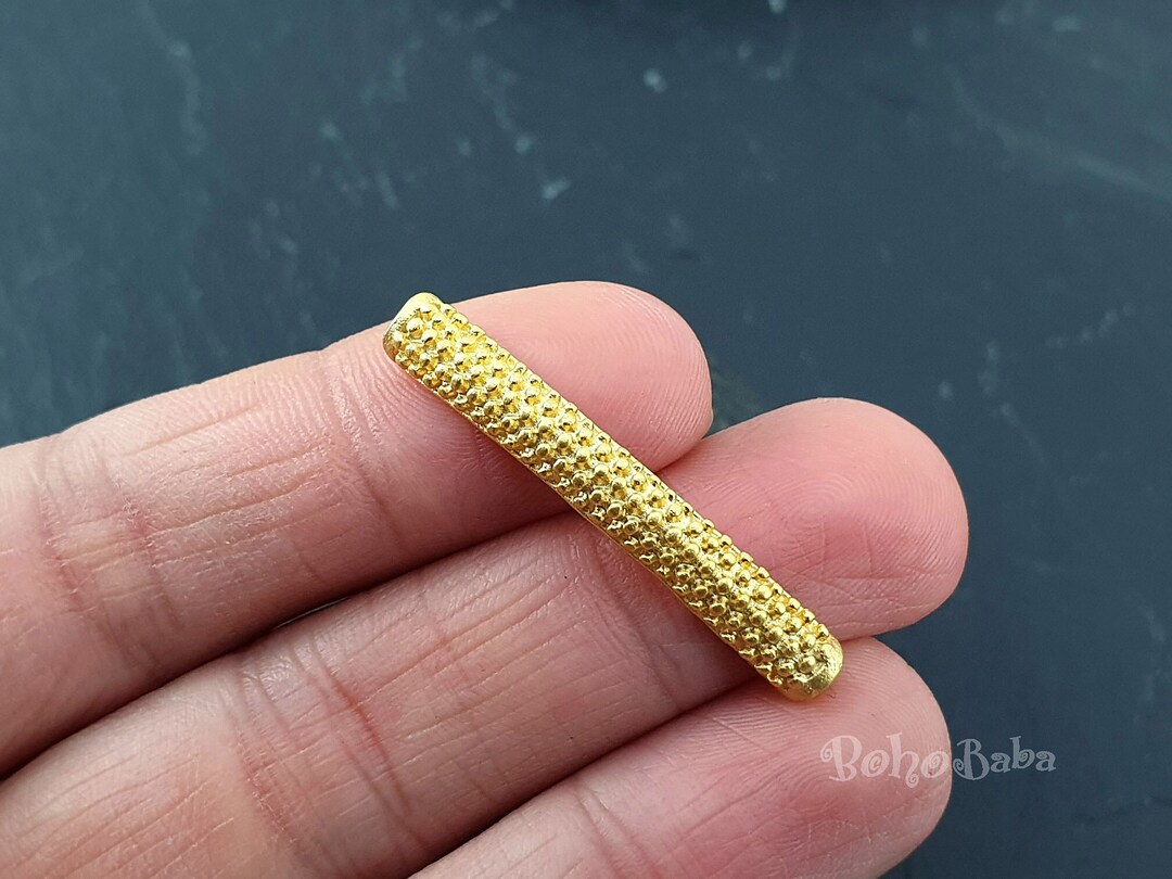 Gold Bead Bar, Gold Curve Tube Bead, Gold Bar Connector, Tube Spacer ...
