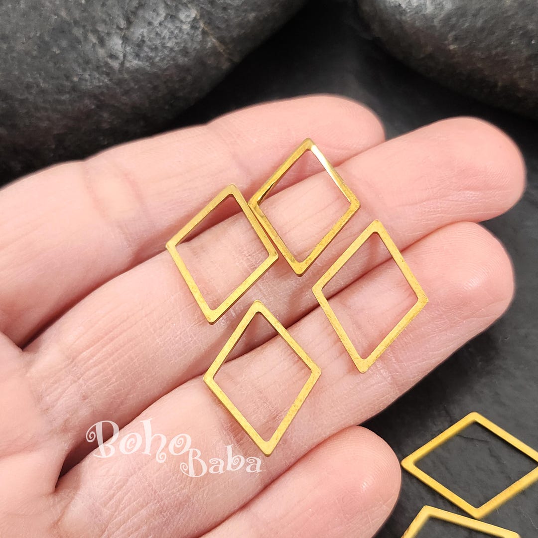 Raw Brass Diamond Connectors, Brass Diamond Charms, Brass Earring ...
