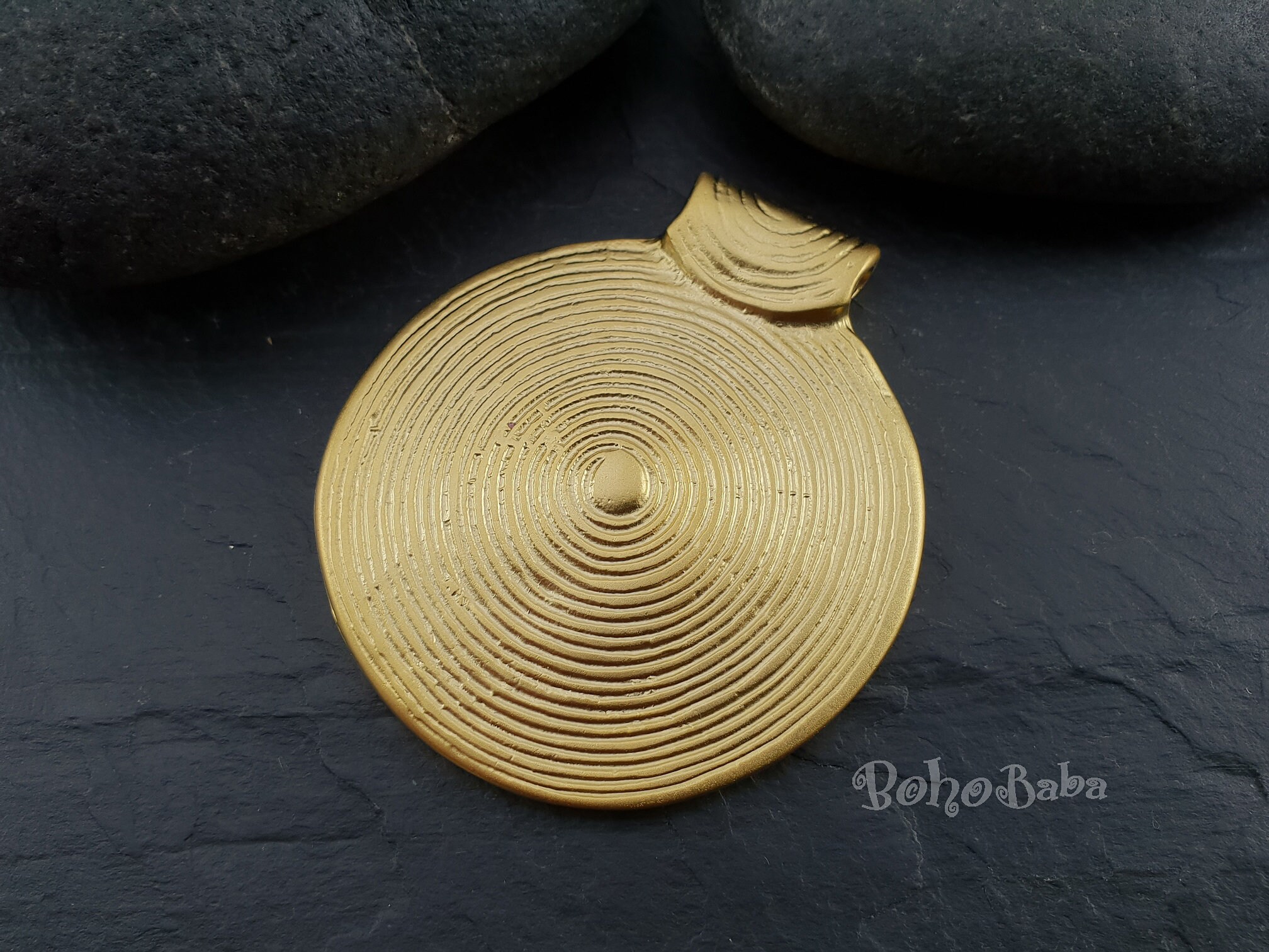 Large Gold Disc Pendant Round Pendant Gold Plated Mandala - Etsy