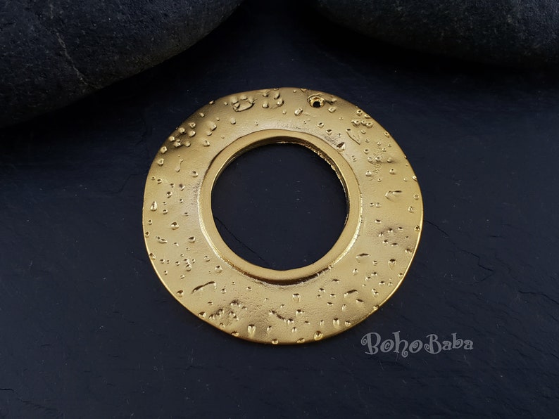 Gold Hoop Pendant Round Loop Gold Loop Pendant Gold Disc - Etsy