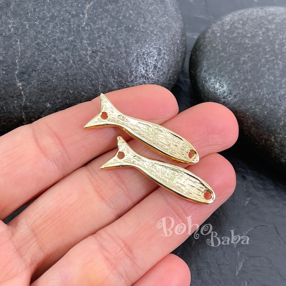 Shiny Gold Plated Fish Connector Charms, Fish Findings, 2pc - Etsy