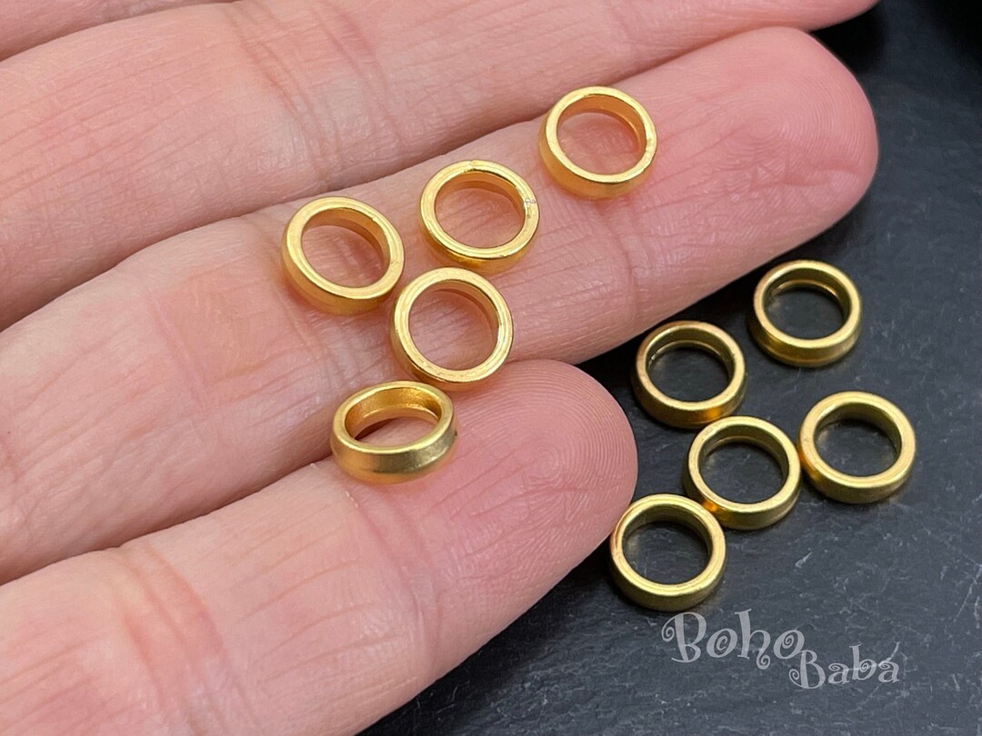 Gold Hoop Beads, Gold Spacer Beads, Large Hole Beads, Bracelet Cord ...