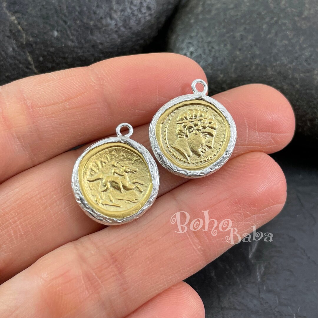 Gold Greek Coin Charm, Alexander the Great Coin Pendant, Ancient Greek ...