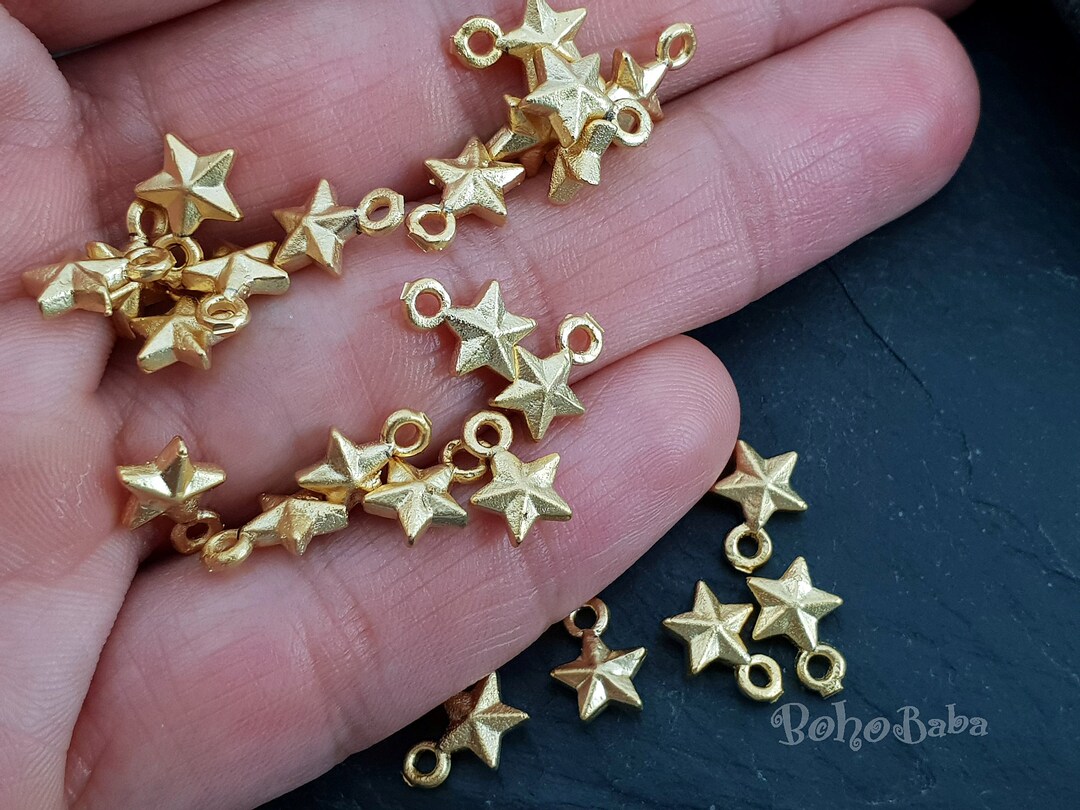 Mini Gold Star Charms, Tiny Star Drop Charms, Gold Jewelry Findings, UK ...