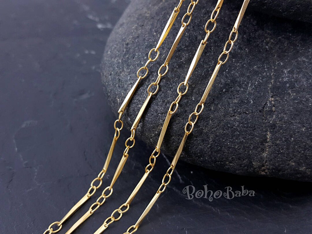 Matte Gold Plated Link and Bar Chain, Gold Necklace Chain, 1 Meter - Etsy