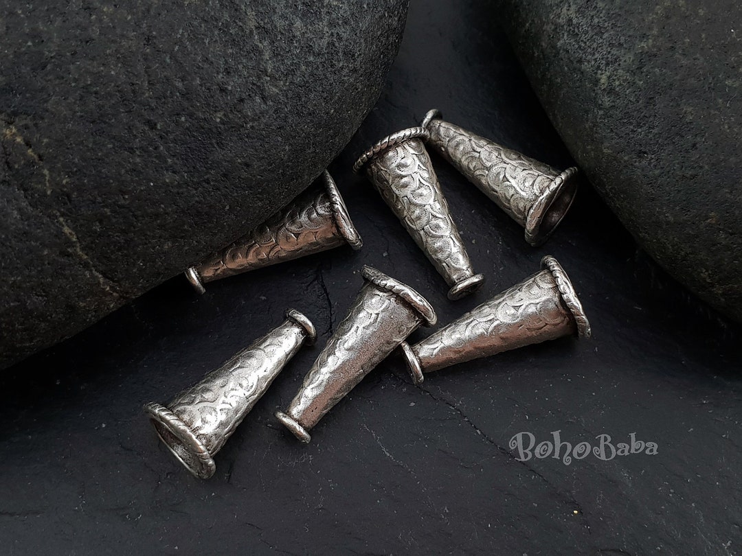 Hammered Cones, Silver Cone Caps, Large Cone Caps, Silver Tassel Cap ...