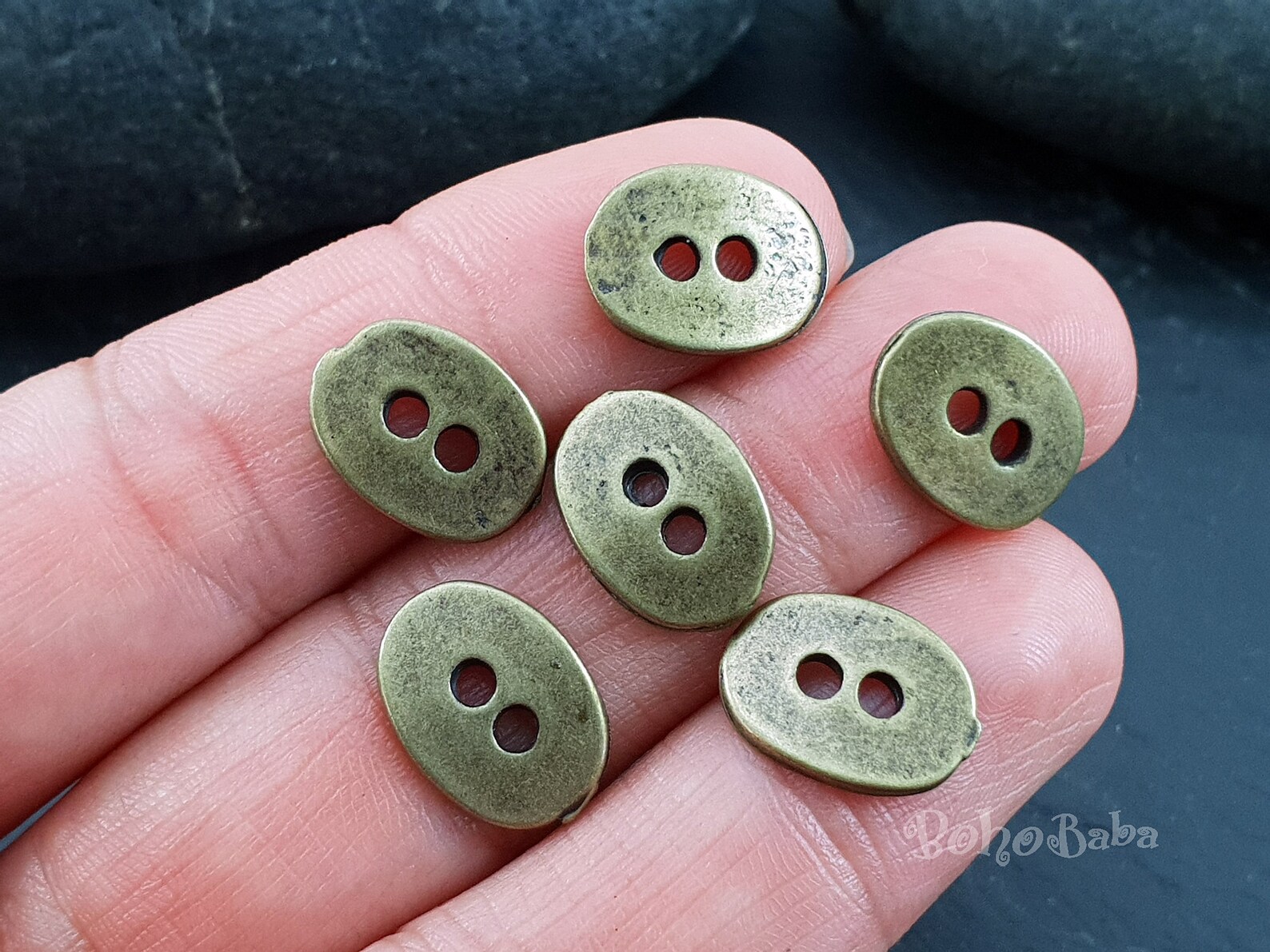 Bronze Plated Oval Button Charms, Rustic Bronze Buttons, Metal Buttons ...