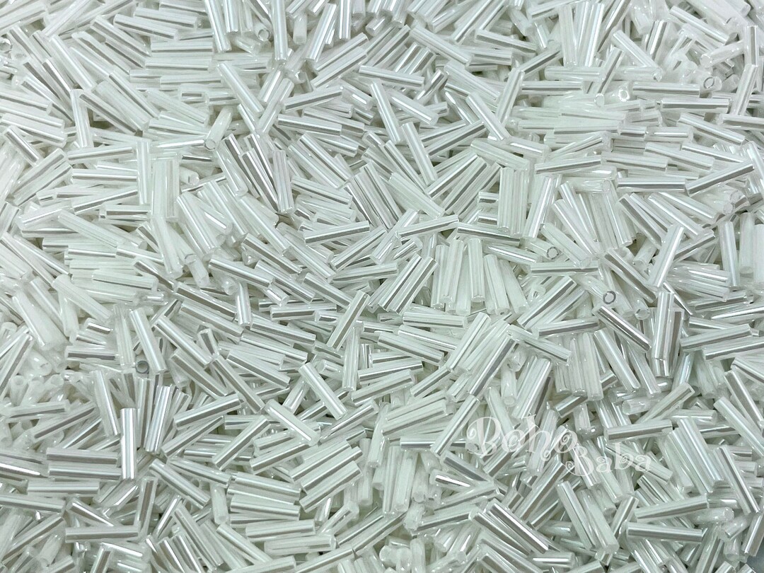 Miyuki Bugles Size 6mm, Miyuki Slender Bugle 1.3x6mm, White Opaque ...