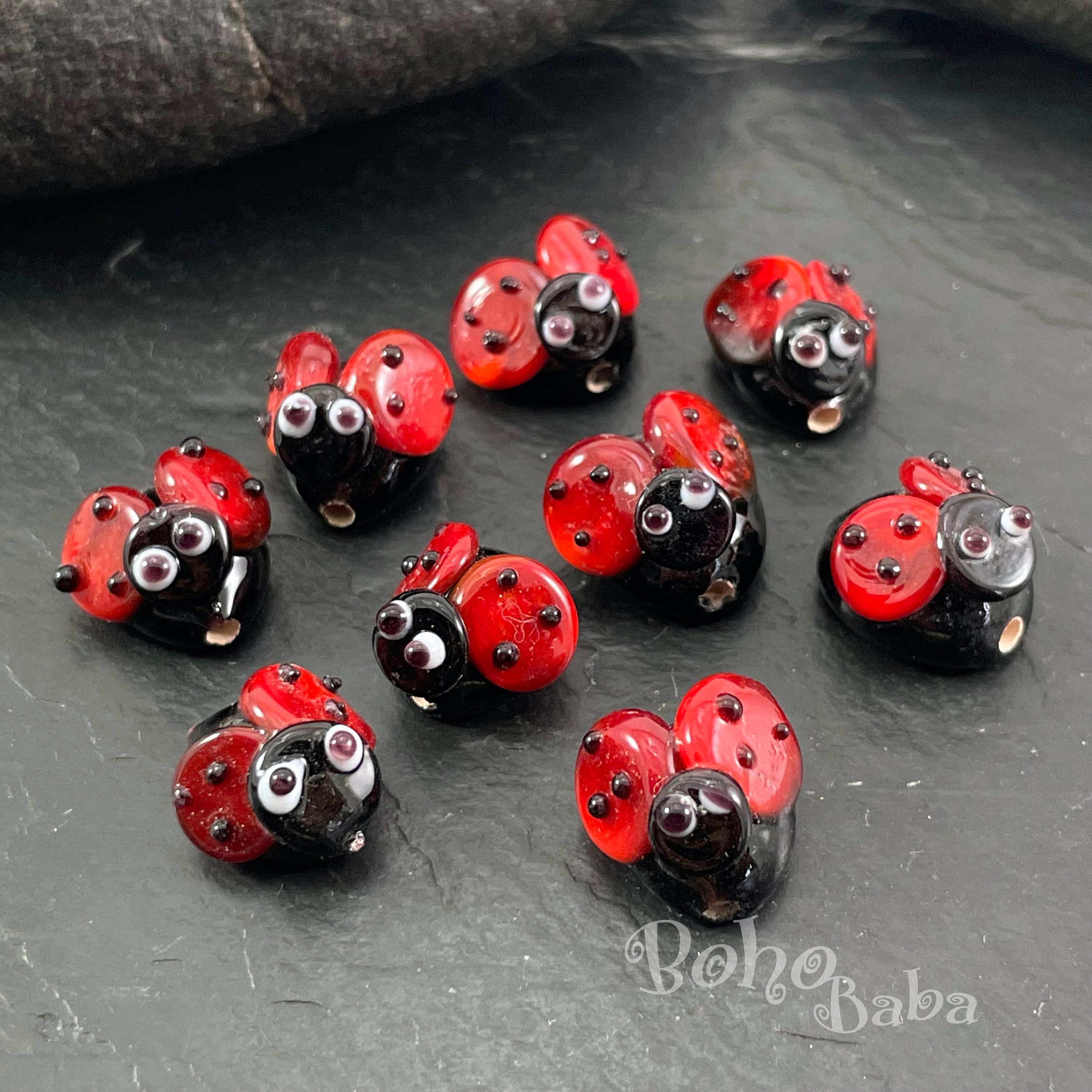 Lampworked Ladybird Bead, Handmade Murano Glass Ladybird Charm, 1pc - Etsy