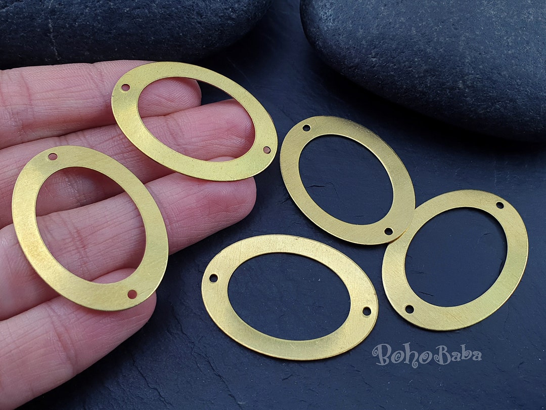 Raw Brass Oval Connectors: Geometric Earring Charms (27x37mm, 12 Pc) - Etsy