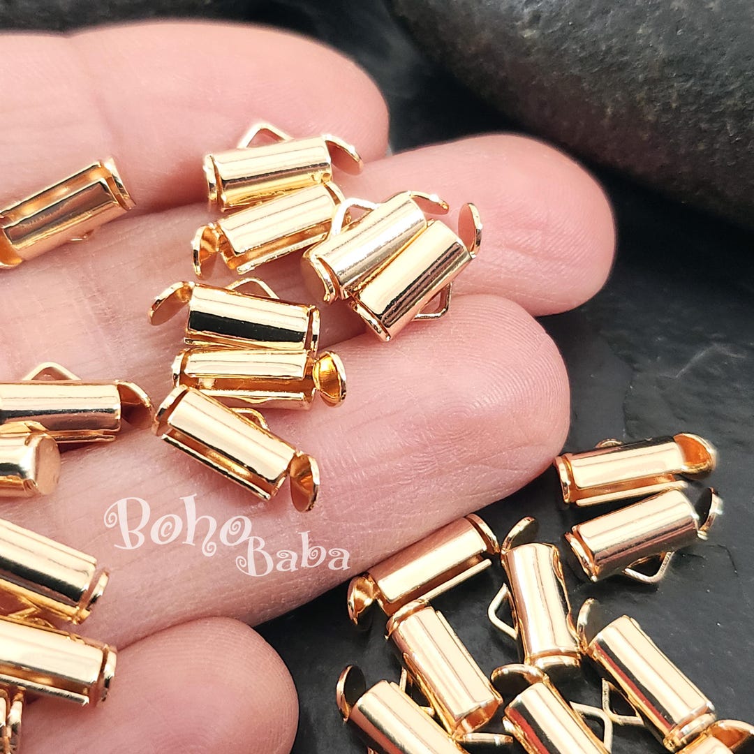 Gold Plated Miyuki Slide End Tubes, 9mm, Slide on Tube Clips, Seed Bead ...
