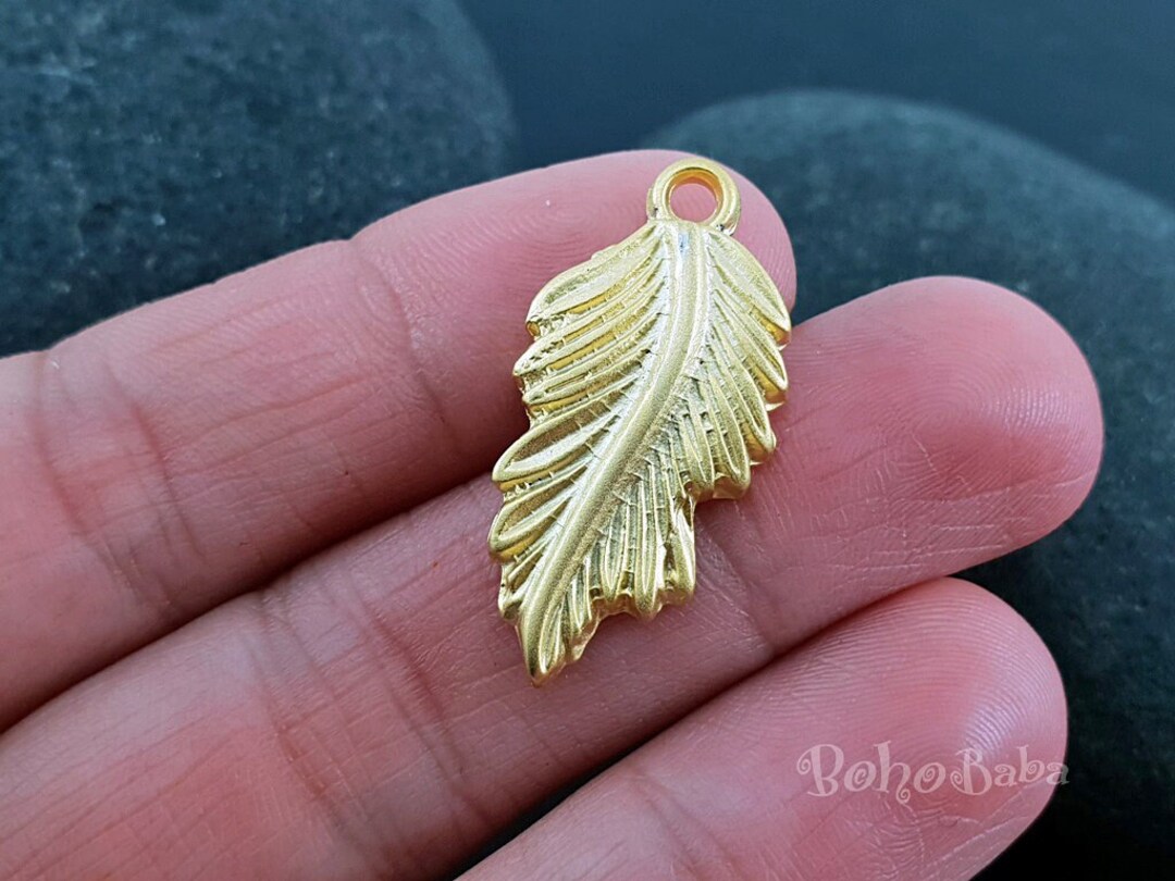Gold Feder Anhänger, Feder Charms, Gold Charms, Ohrring Charms, Schmuck ...
