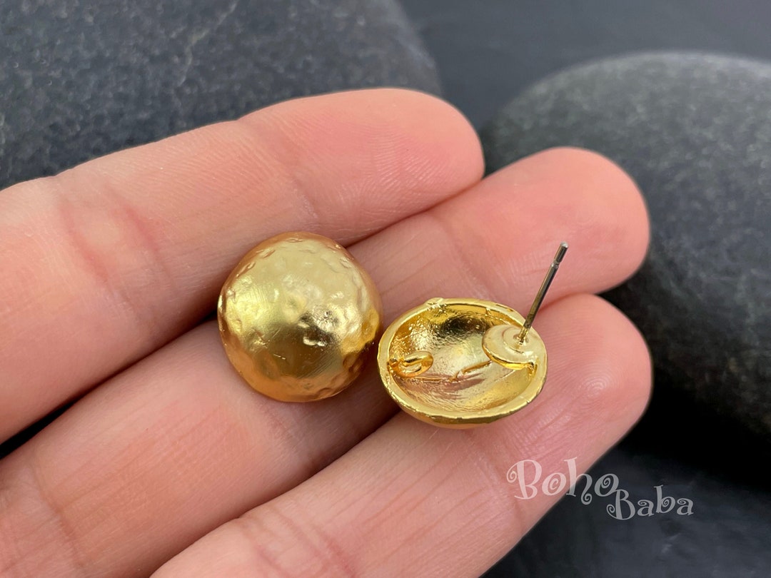 Hammered Earring Posts, Gold Earring Blanks, Ear Post, Stud Earring ...