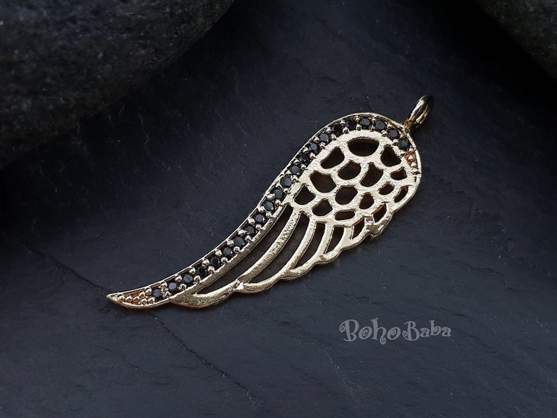 Gold Angel Wing Angel Wing Pendant Gold Pave Wing Necklace - Etsy