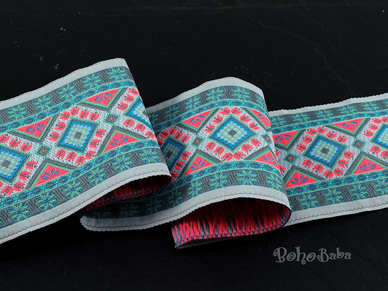 Embroidered Woven Ribbon Jacquard Ribbon Wide Trim 50mm - Etsy UK