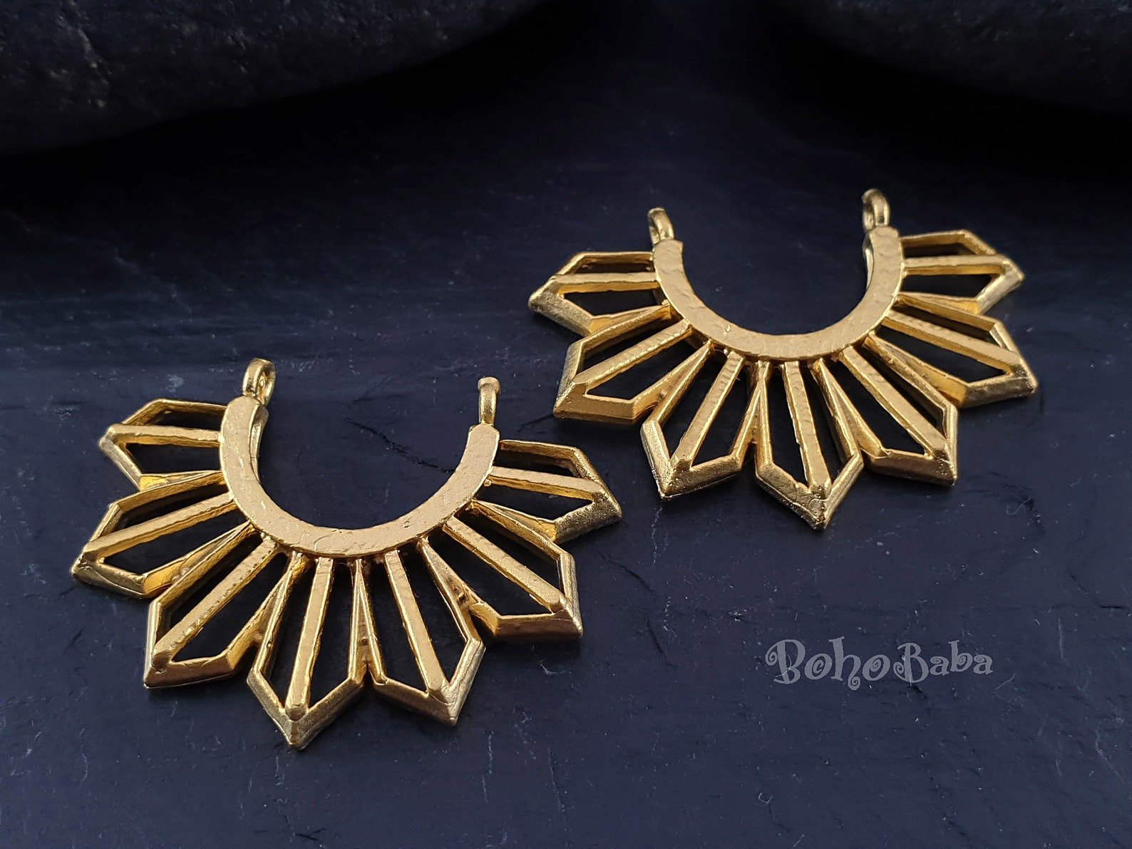 Sunburst Pendant, Sun Ray Charm, Gold Sun Charm, Earring Charm, Sun ...