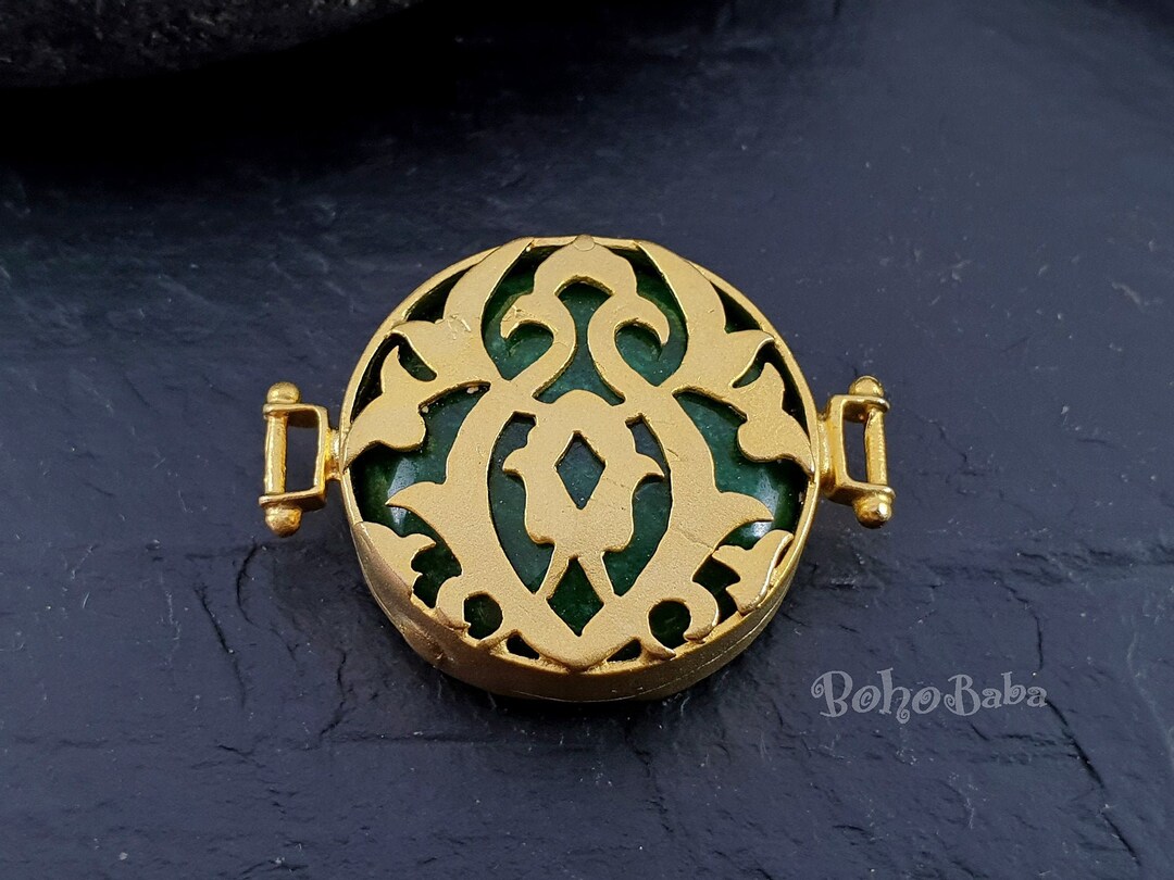 Green Jade Connector, Connector Station, Round Connector, Gemstone ...