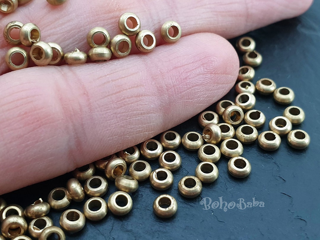 Tiny Brass Beads, Solid Brass Industrial Beads, Raw Brass Spacer Beads ...