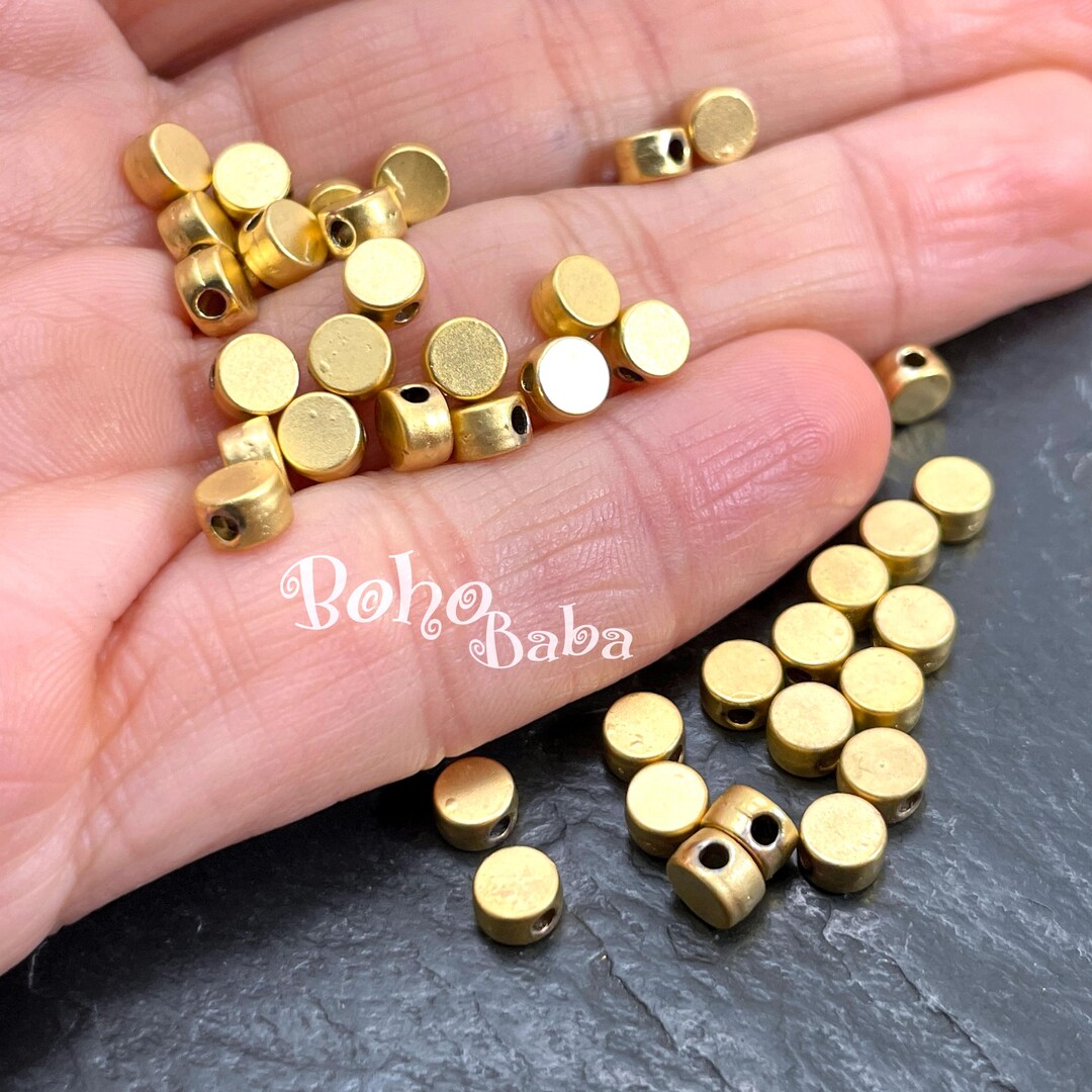 Matte Gold Plated Disc Slider Beads, 5mm Round Spacers (10 Pc) - Etsy