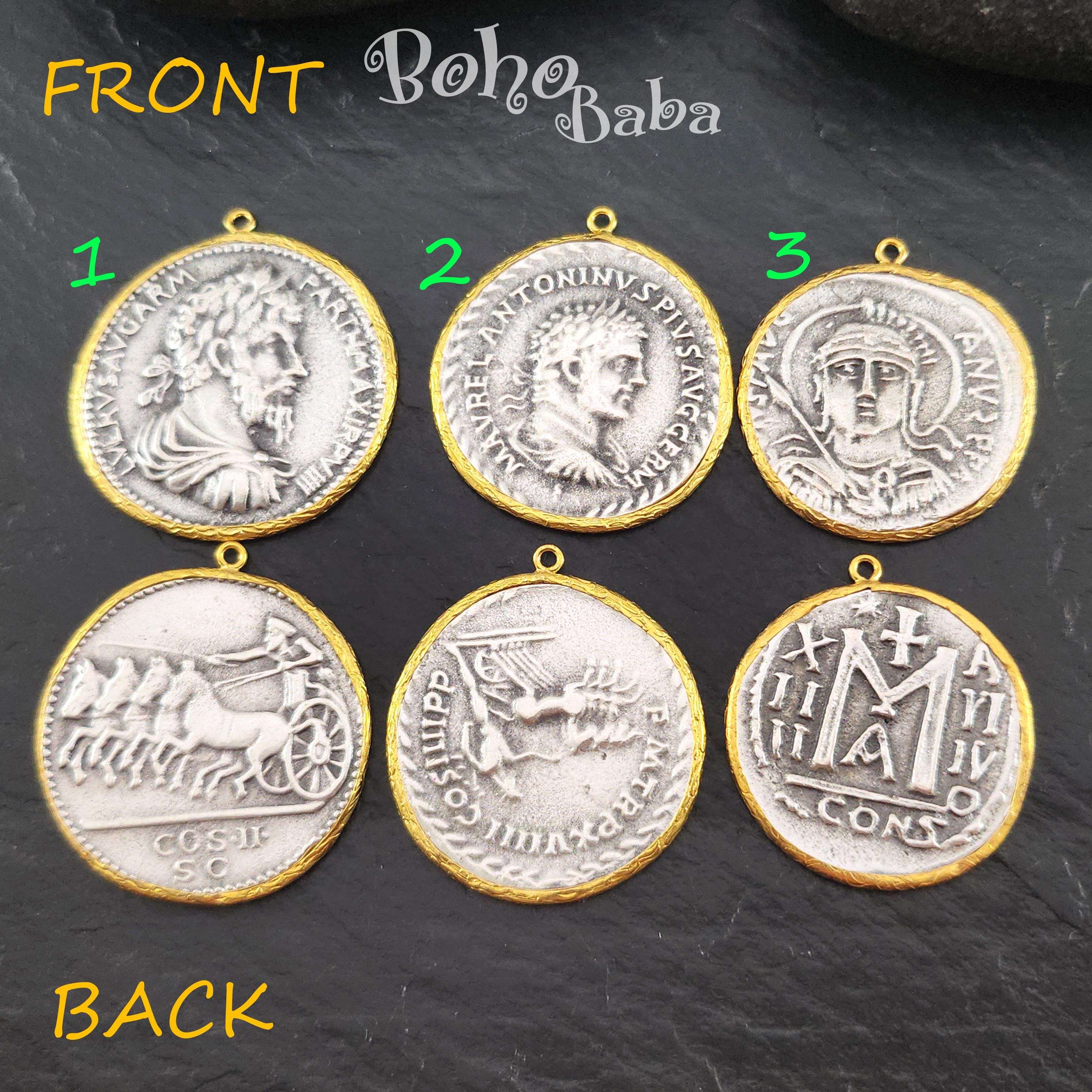 Silver Greek Coin Charm, Artemis Coin Pendant, Ancient Greek Goddess ...