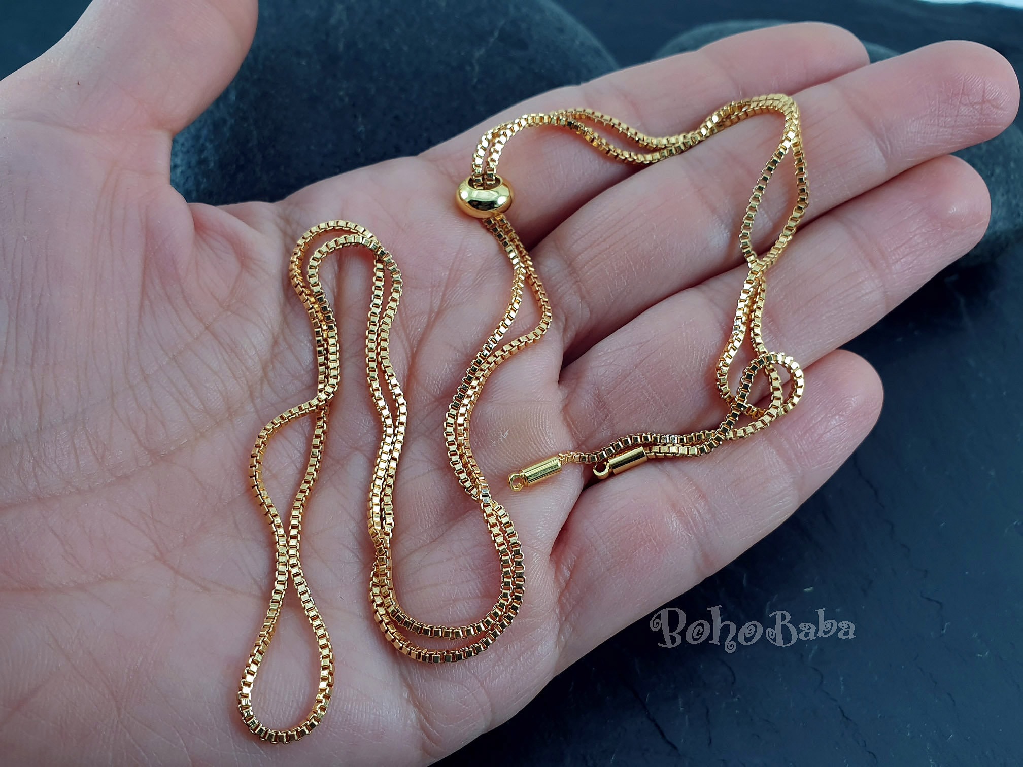 Adjustable Necklace Blank Gold Chain Necklace Gold Box Chain - Etsy