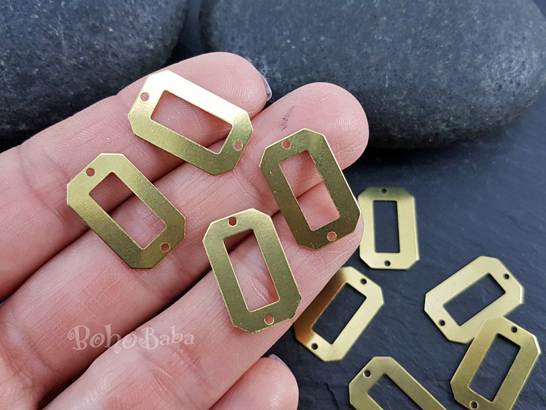 Raw Brass Rectangle Connectors, Rectangle Charms, Raw Brass Tags ...