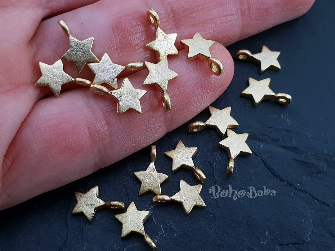 Gold Star Charms, Mini Star Charms, Tiny Star Charms, Star Drop Charms ...