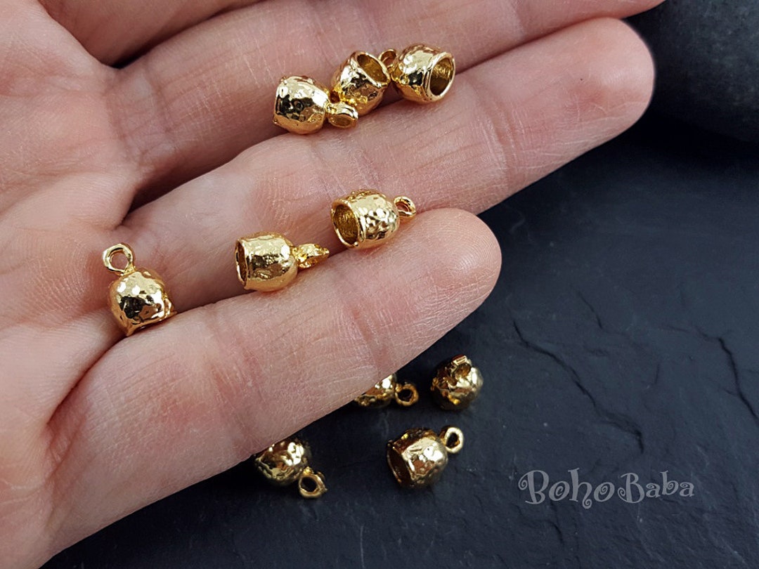 Gold Bead Cones, Gold Mini Tassel Cap, Hammered Gold Bead Cap, Gold ...