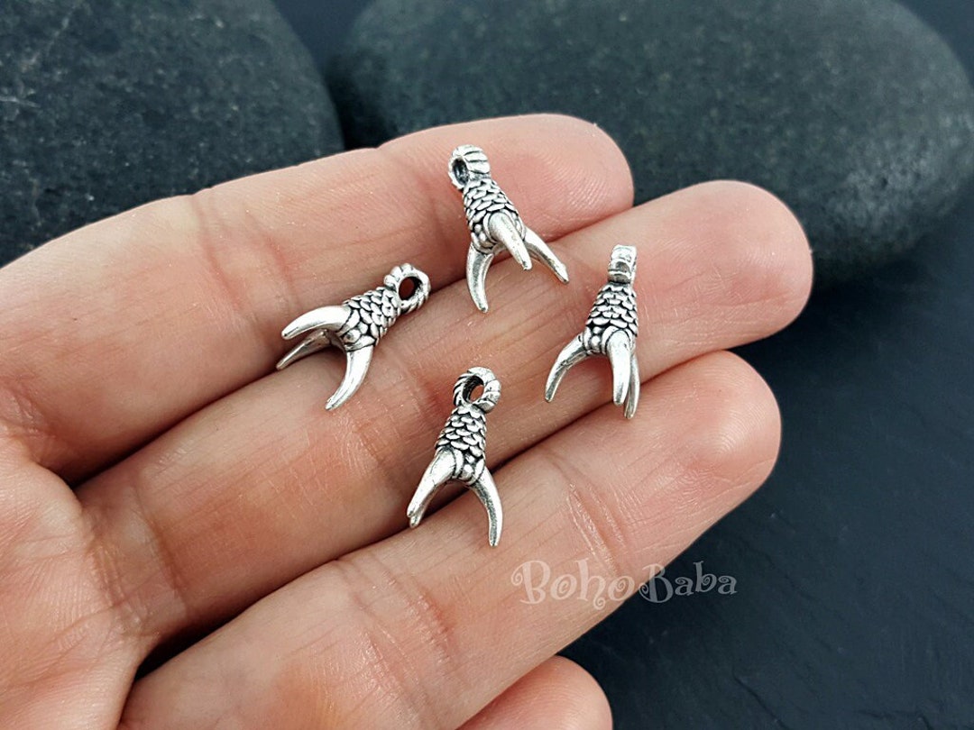 Silver Dragon Claw Charms, Antique Silver Plated Claw Charms, 6 Pc - Etsy